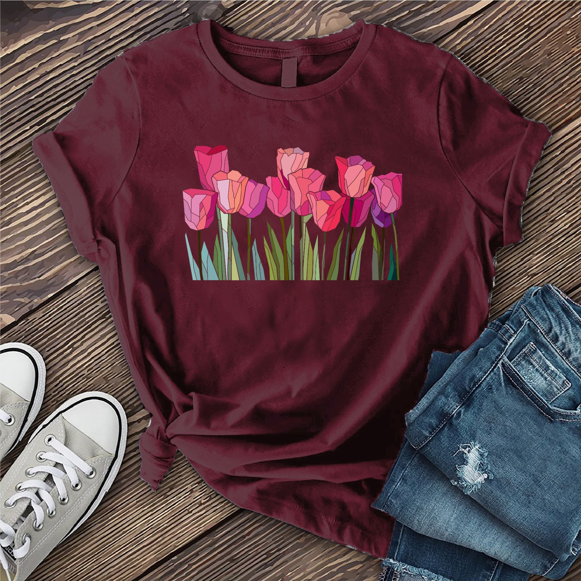 Tulips Stained Glass T-Shirt – Cosmic Clothing Co.